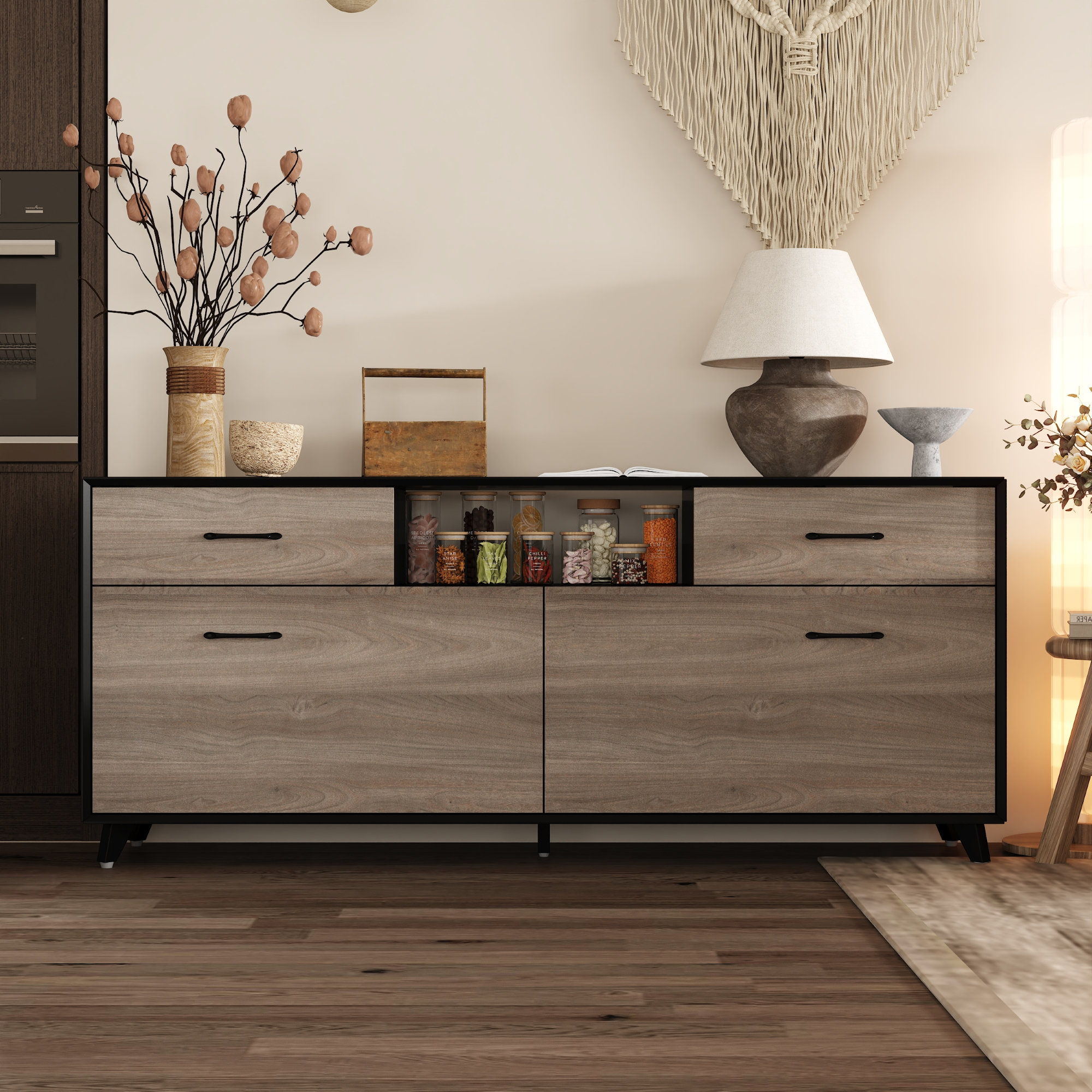 Ebern Designs 63" W Sideboard Cabinet Buffet Storage Cabinet - Wayfair Canada